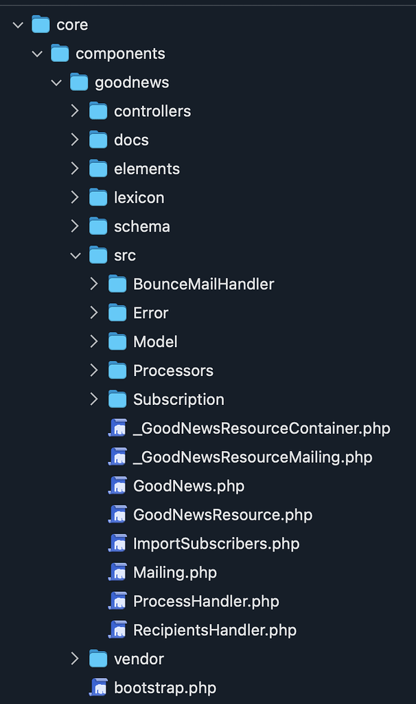 MODX 3: bootstrap.php from an extras core/components path also included ...